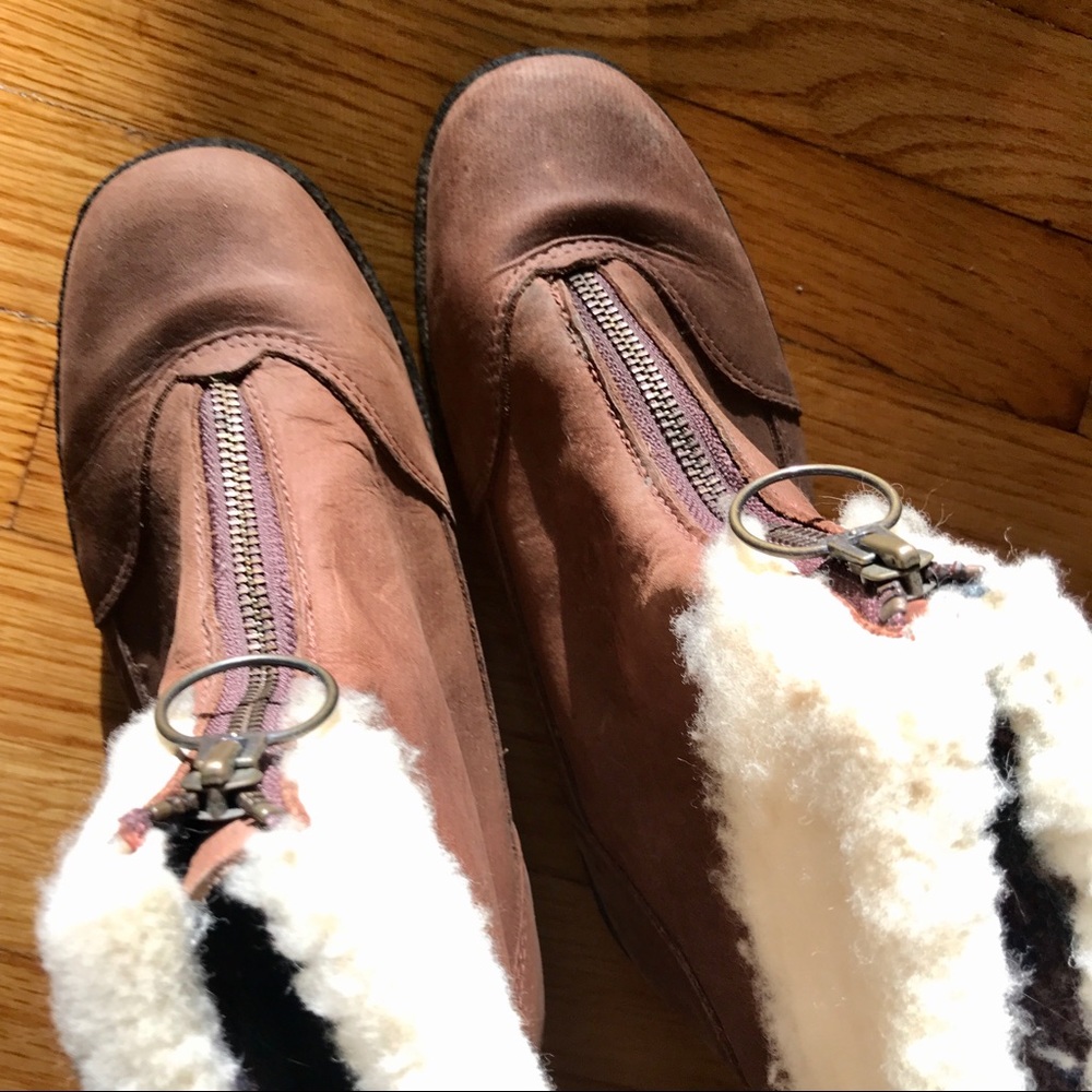 Rare Vintage Orvis Leather Shearling Zip Booties - Gem